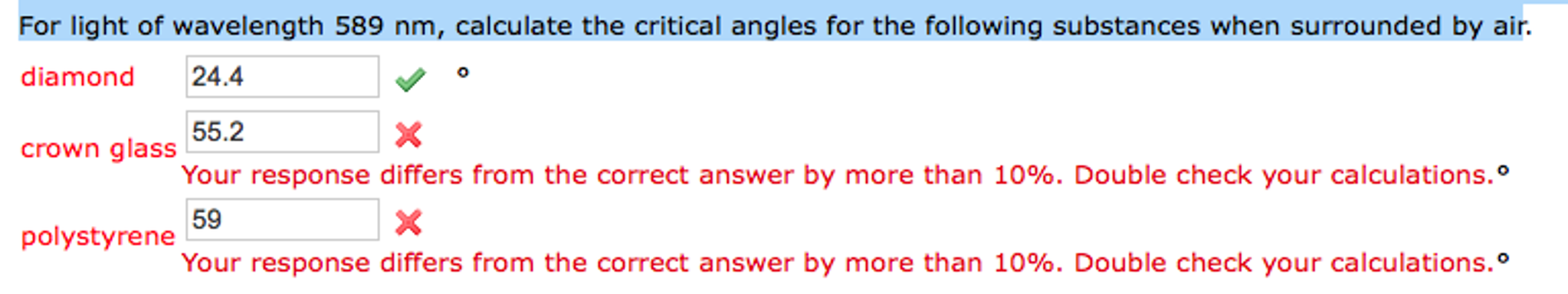 Solved For Light Of Wavelength 589 Nm Calculate The