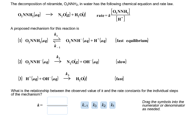 Solved The decomposition of nitramide, O2NNH2, in water has | Chegg.com