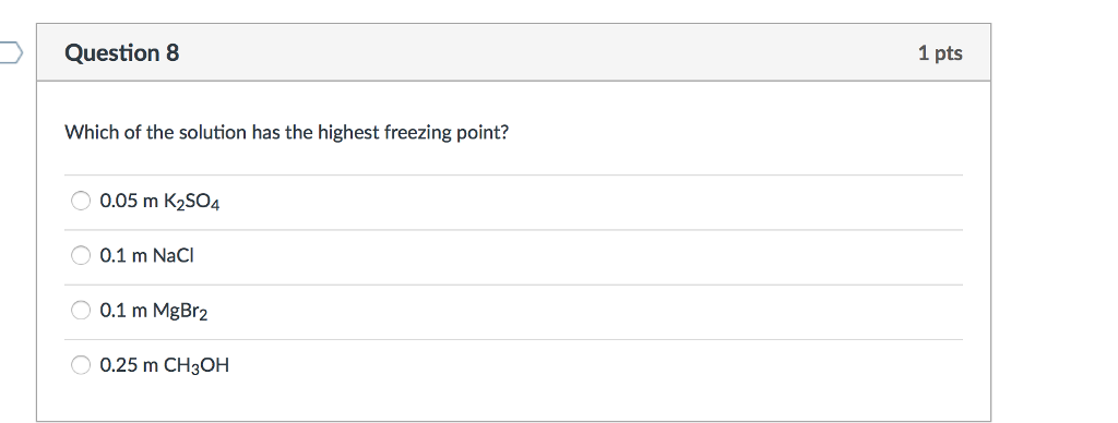 Solved Which of the solution has the highest freezing point? | Chegg.com