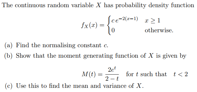 Solved The continuous random variable X has probability | Chegg.com