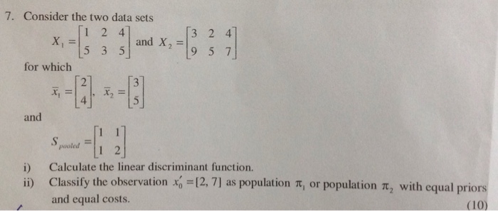 Solved Consider the two data sets x_1 = [1 2 4 5 3 5] and | Chegg.com