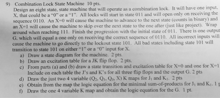 Combination Lock State Machine Design an eight | Chegg.com