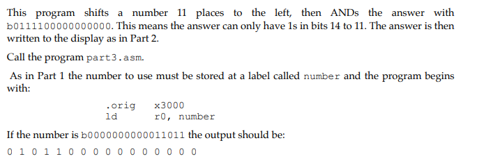 Solved This program shifts a number 11 places to the left, | Chegg.com