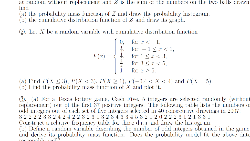 Solved find at random without replacement and 2 is the sum | Chegg.com