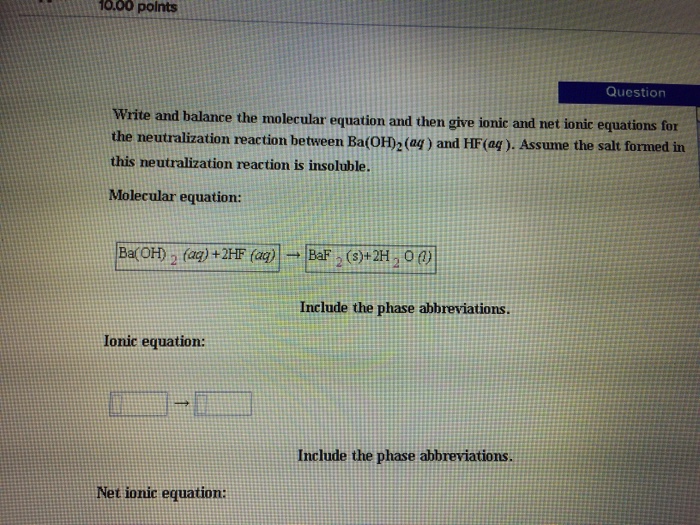 Solved: Write And Balance The Molecular Equation And Then ... | Chegg.com