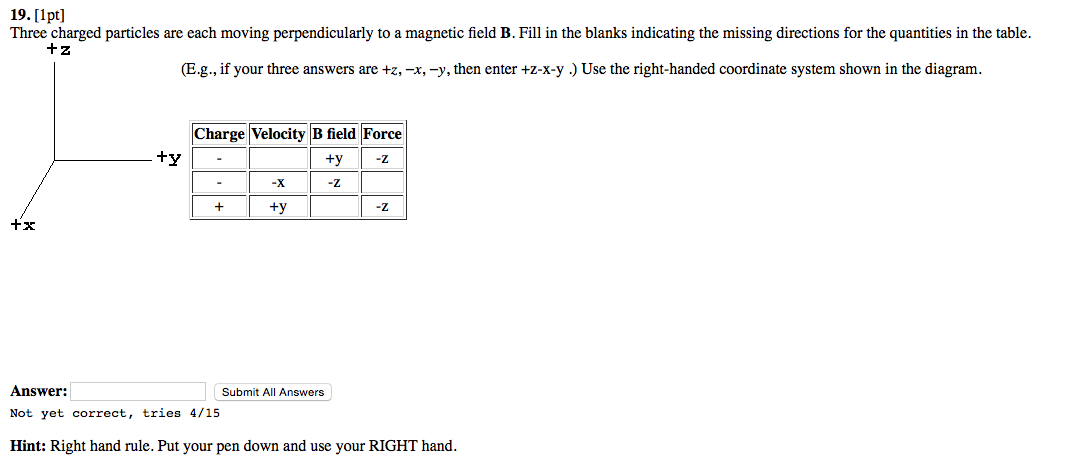 Solved 19. [1ptl Three charged particles are each moving | Chegg.com