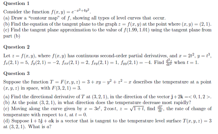 Consider the function f(x, y) = e-x2+4y2. Draw a | Chegg.com