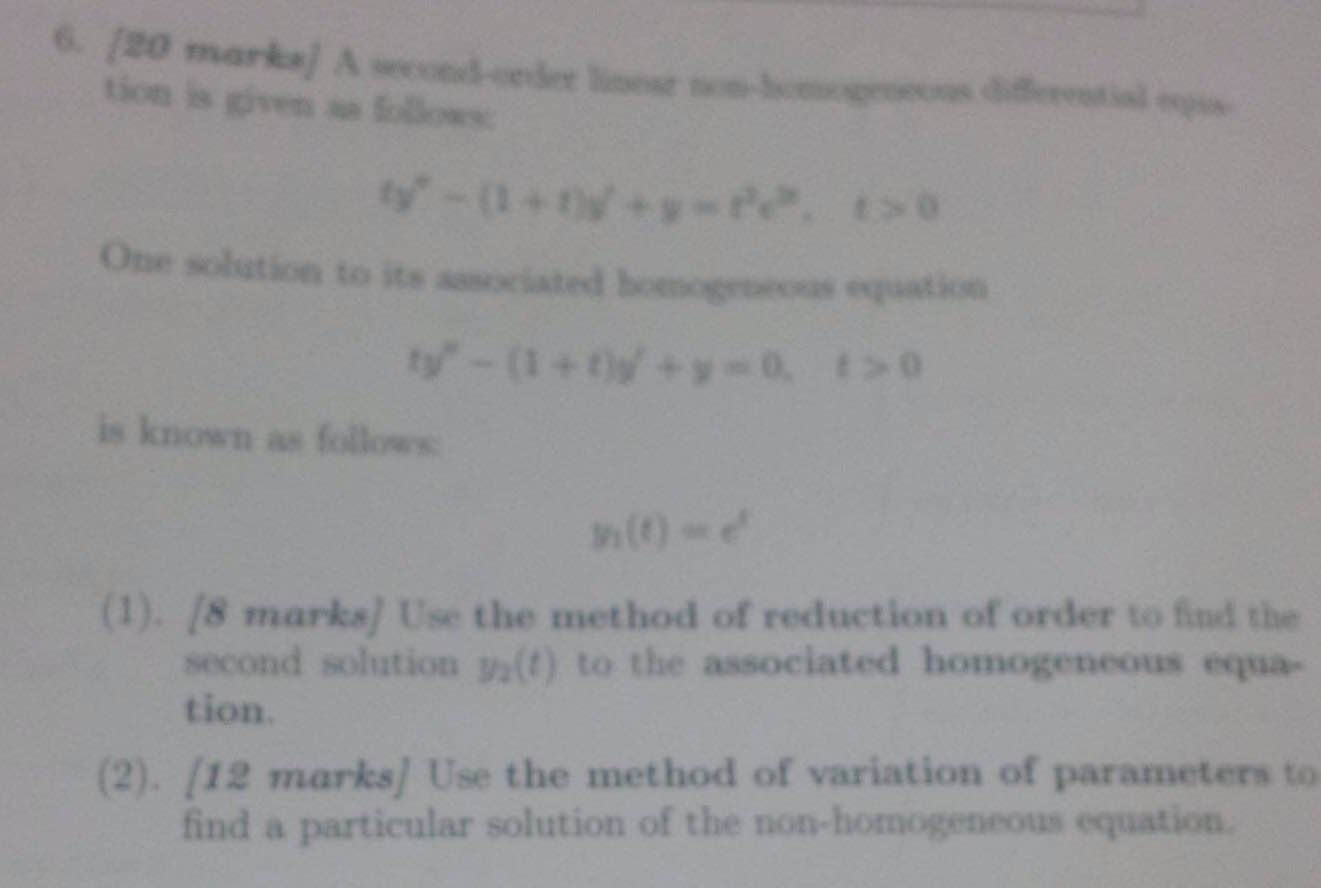 A Second Order Linear Non Homogeneous Differential