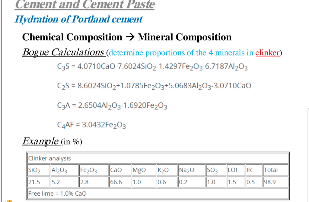 1. Use the chemical composition of cement given in | Chegg.com