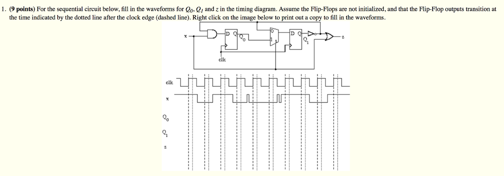 Solved 1. (9 points) For the sequential circuit below, fill | Chegg.com