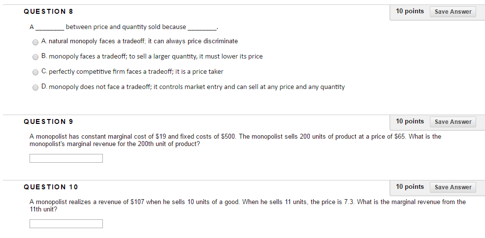 Solved QUESTION 1 10 points Save Answ Quantity Price (units) | Chegg.com Solved QUESTION 1 10 points Save Answ Quantity Price (units) | Chegg.com