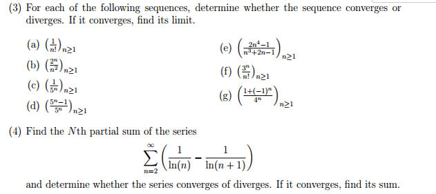 Determine the sequence converges or diverges.. Find | Chegg.com