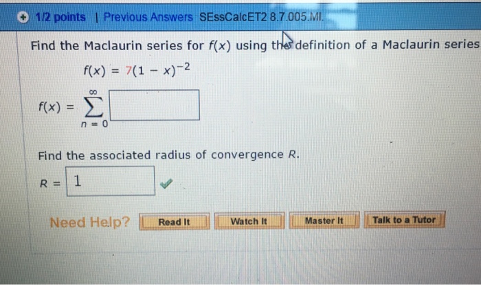 Solved Find the Maclaurin series for f(x) using the | Chegg.com