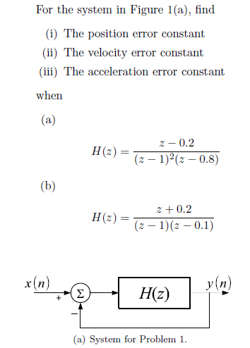 Solved For the system in Figure 1(a), find The position | Chegg.com