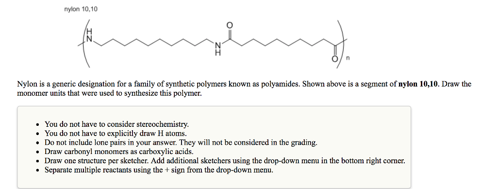 Solved nylon 10,10 Nylon is a generic designation for a | Chegg.com