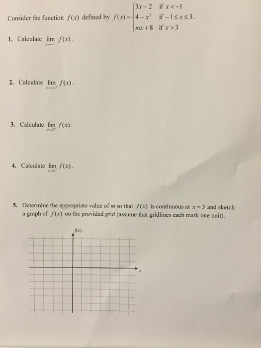 Solved Consider the function f(x) defined by Calculate lim | Chegg.com