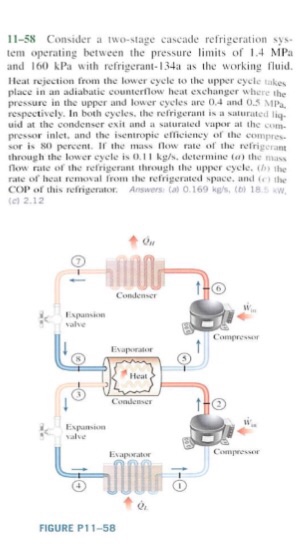 Solved Consider a two-stage cascade refrigeration system | Chegg.com