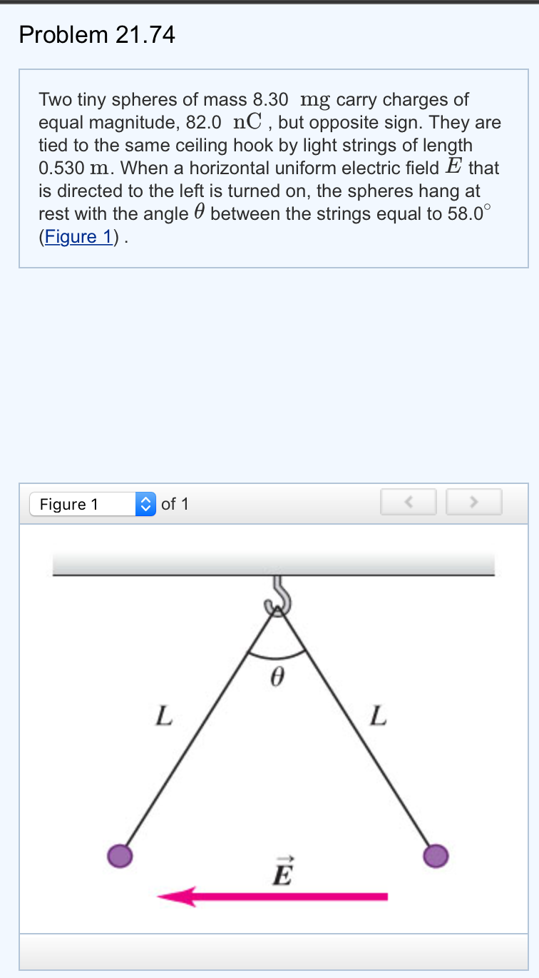 Solved Two tiny spheres of mass 8.30 mg carry charges of | Chegg.com