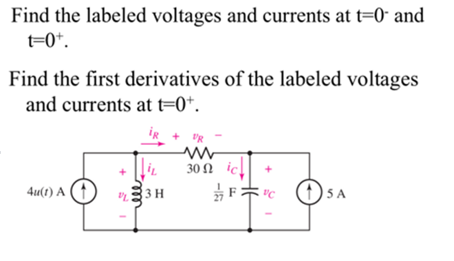 Solved Find the labeled voltages and currents at t=0^- and | Chegg.com