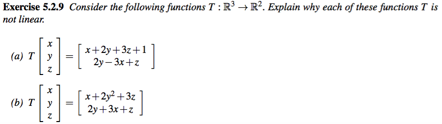 Solved Exercise 5.2.9 Consider the following functions T : R | Chegg.com