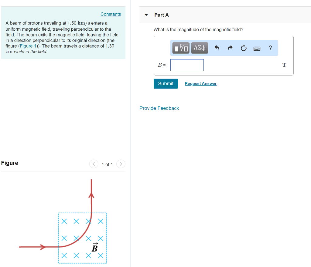 Solved Constants Part A A beam of protons traveling at 1.50 | Chegg.com