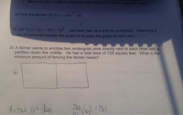Solved Find the domain of f(x) = squareroot of 2x^2 - 32. | Chegg.com