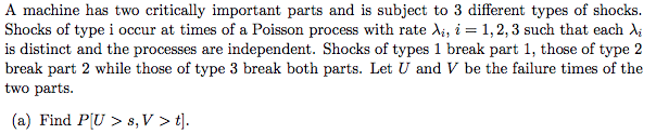 Solved A machine has two critically important parts and is | Chegg.com