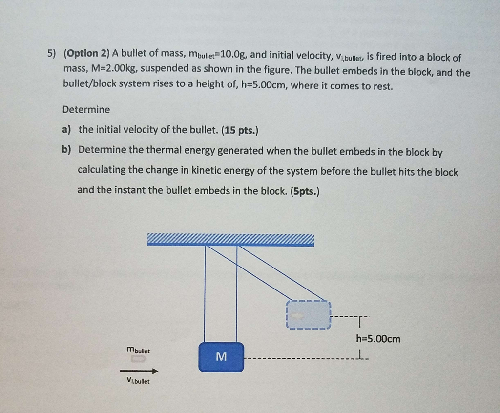 Solved A bullet of mass, m_bullet 10.0g, and initial | Chegg.com