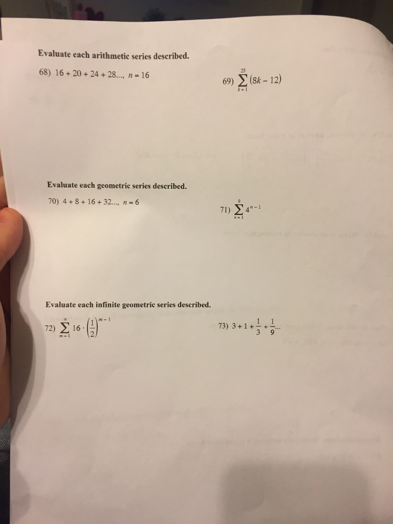 Solved Evaluate each arithmetic series described. 68) | Chegg.com