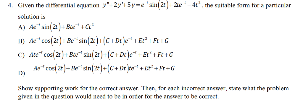 Solved 4. Given the differential equation | Chegg.com