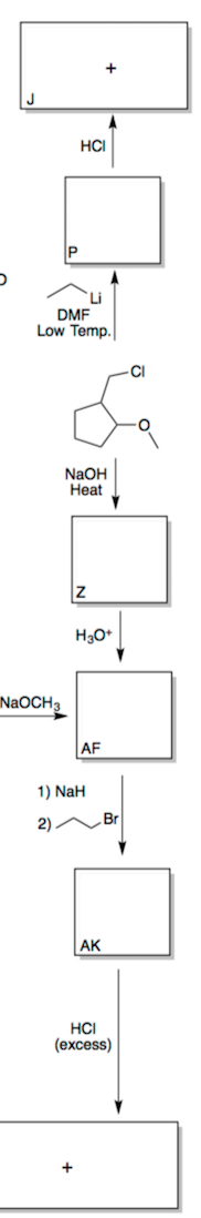 Solved HCI DMF Low Temp. NaOH Heat H30 NaOCH AF 1) NaH 2) Br | Chegg.com