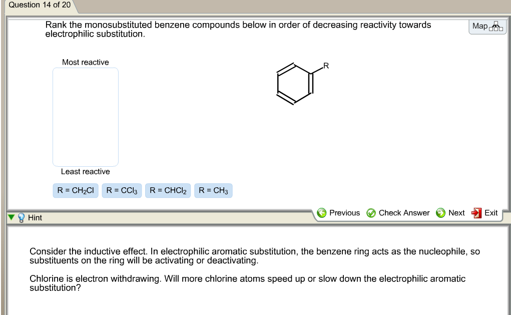 Solved Rank the monosubstituted benzene compounds below in | Chegg.com