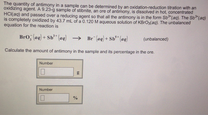 Solved The quantity of antimony in a sample can be | Chegg.com