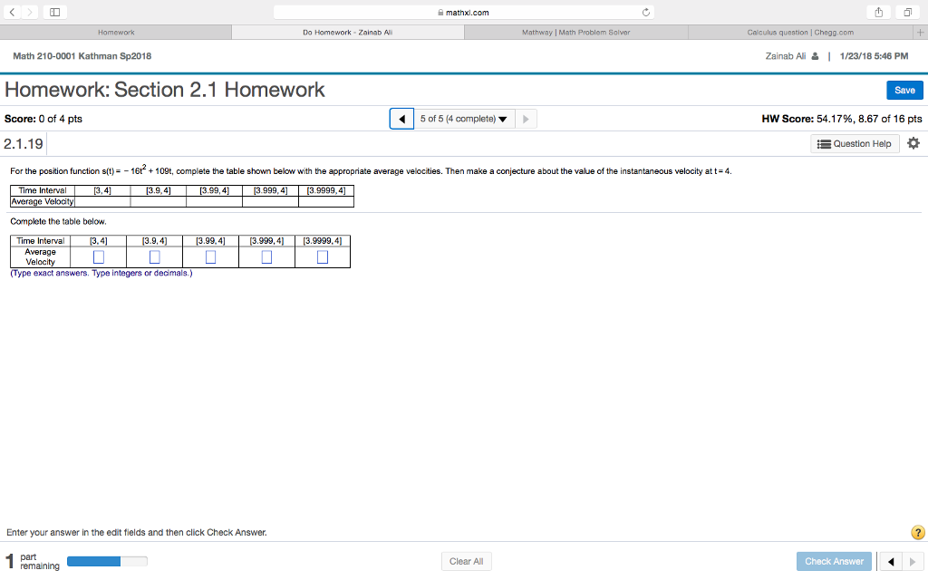 Solved mathxl.com Do Homework Zainab A Mathway | Math | Chegg.com