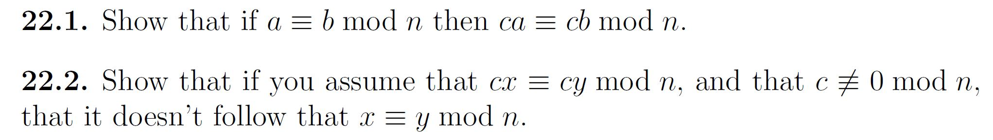 Solved Show that if a b mod n then ca cb mod n. Show that | Chegg.com