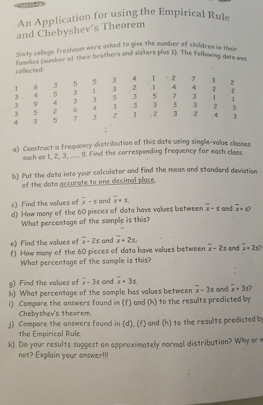 Solved An Application for using the Empi and Chebyshev's | Chegg.com