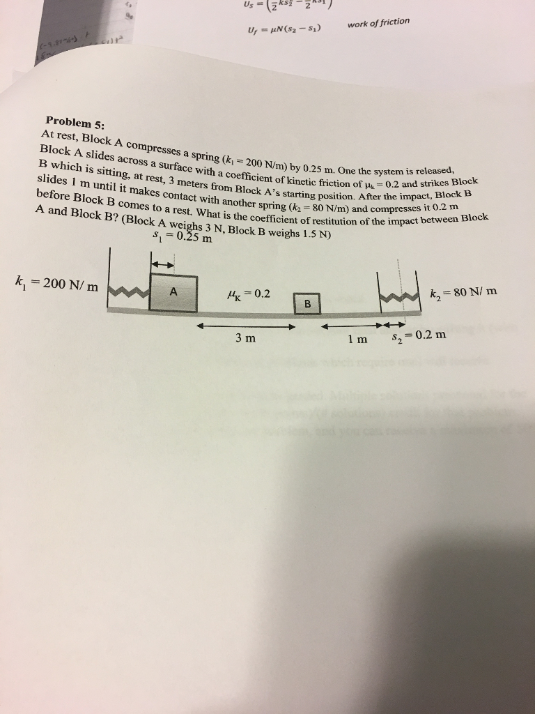 Solved work of friction Problem 5: At rest, Block A | Chegg.com