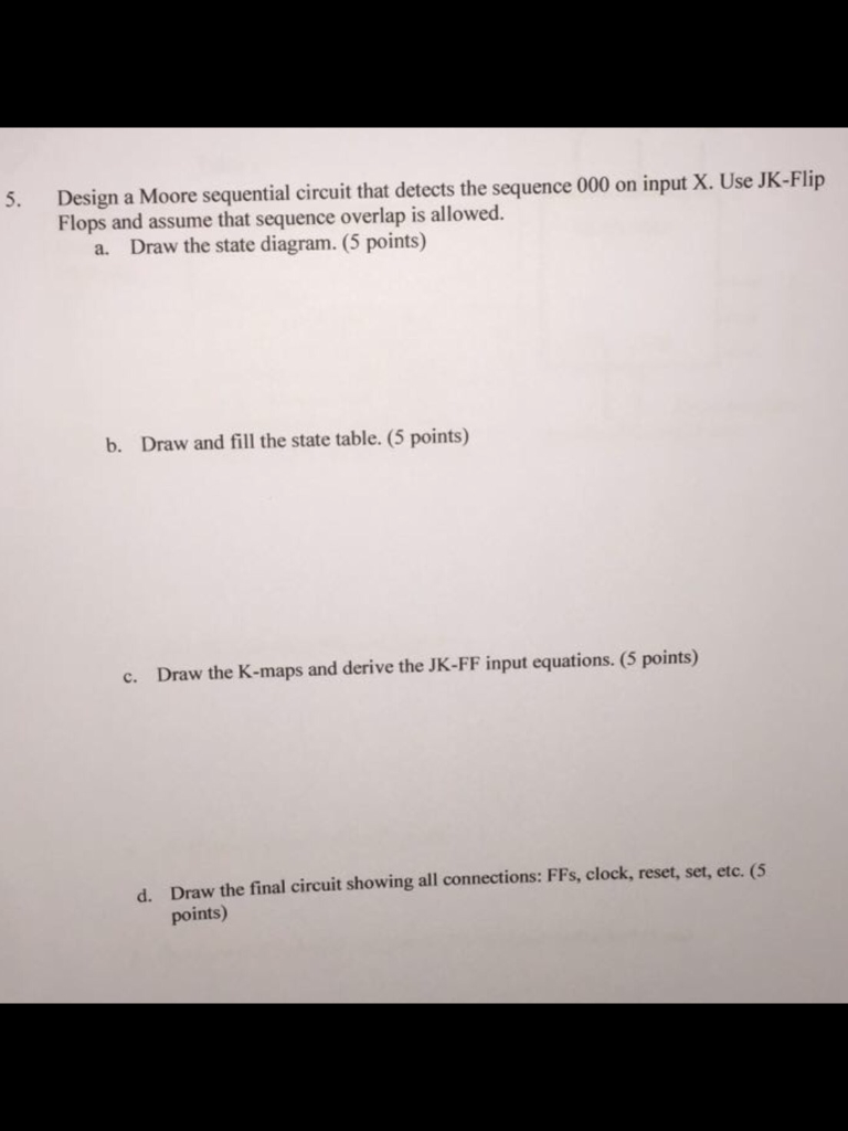 Solved 5 Design A Moore Sequential Circuit That Detects The