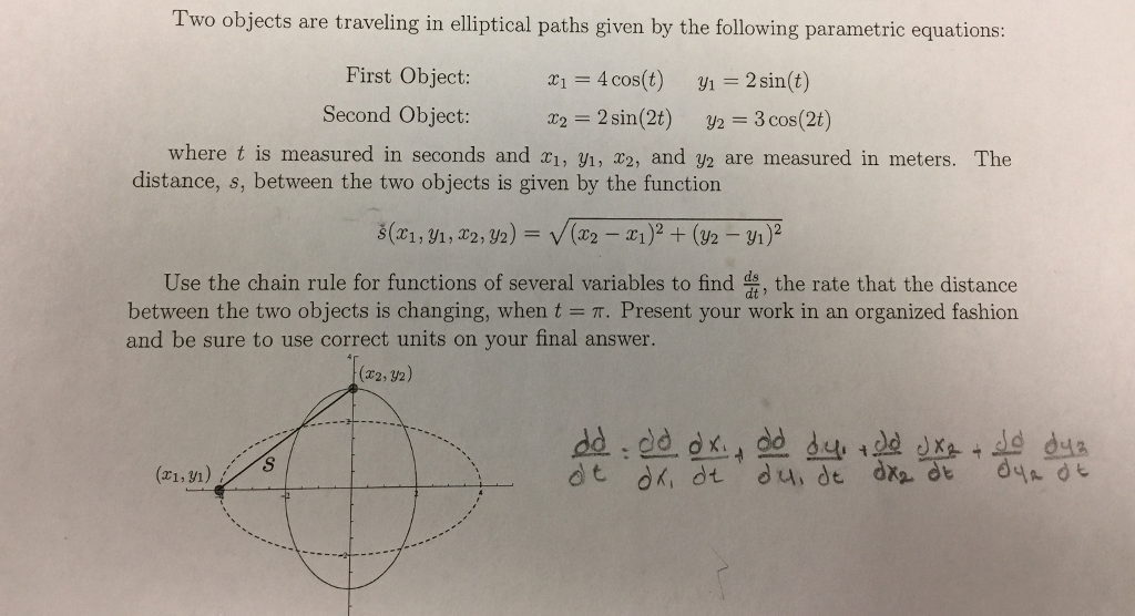 Solved Two objects are traveling in elliptical paths given | Chegg.com