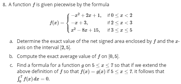 Solved The fundamental theorem of Calculus A function f | Chegg.com