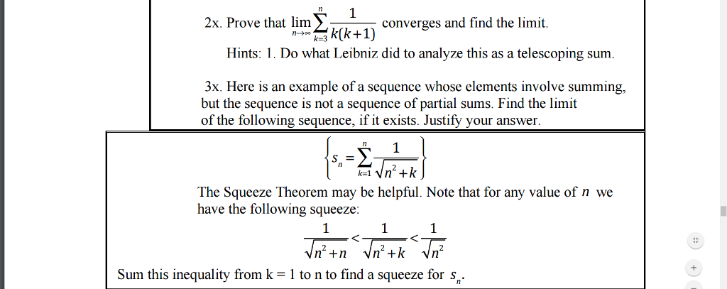 Solved Prove that lim_n rightarrow infinity 1/k(k + 1) | Chegg.com