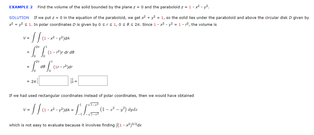 Solved EXAMPLE 2 Find the volume of the solid bounded by the | Chegg.com