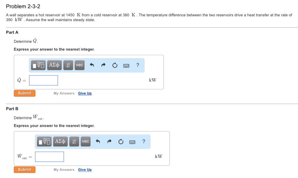Solved Problem 2-3-2 K. The temperature difference between | Chegg.com