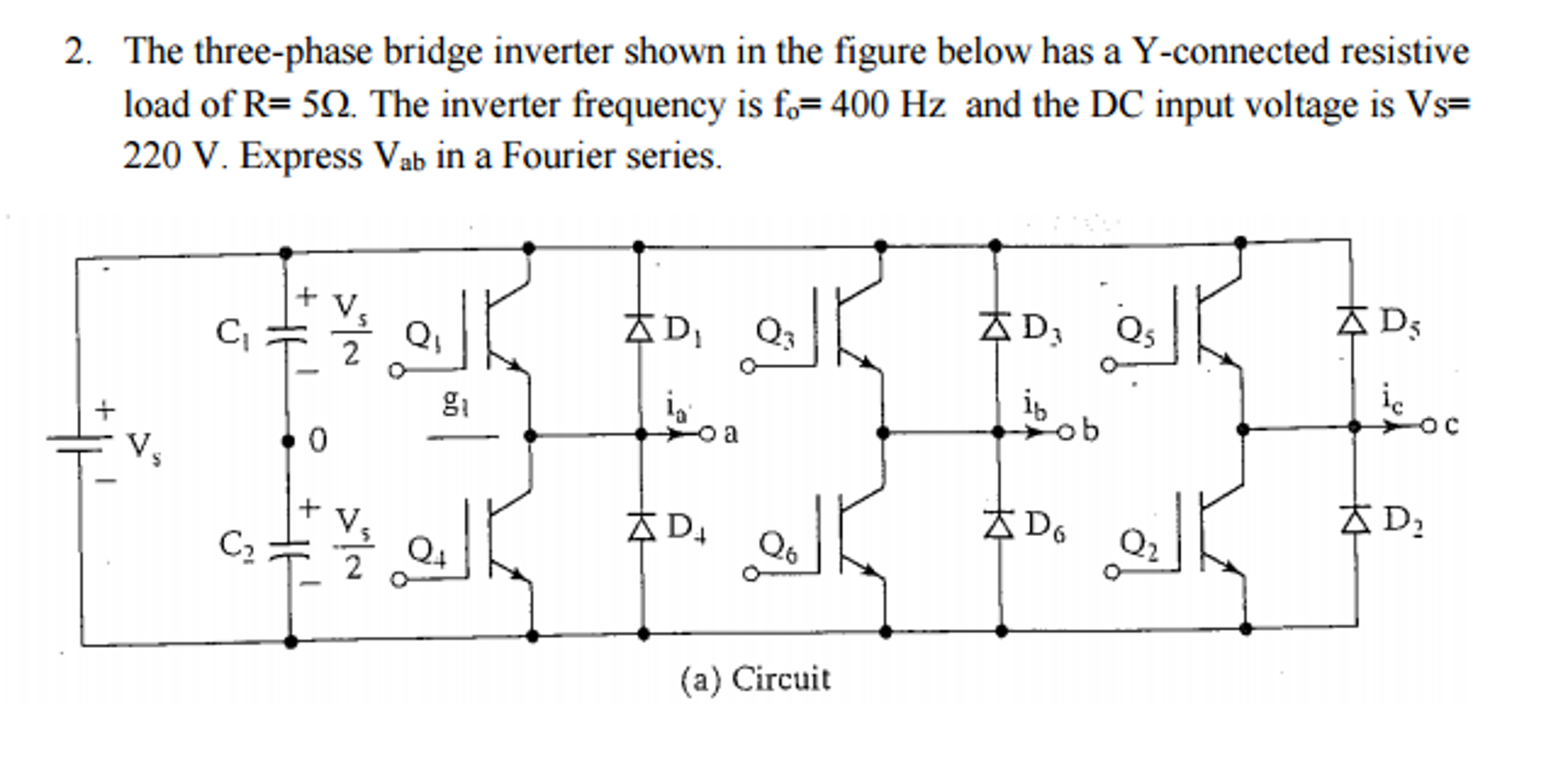 Solved The three-phase bridge inverter shown in the figure | Chegg.com
