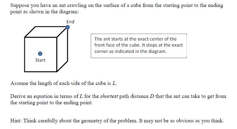 Solved Suppose you have an ant crawling on the surface of a | Chegg.com