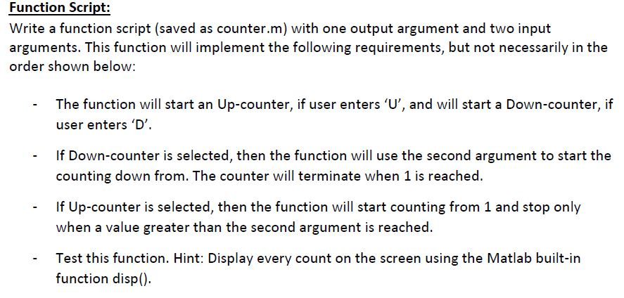 Solved Please show MATLAB code. must be a function script | Chegg.com Solved Please show MATLAB code. must be a function script | Chegg.com