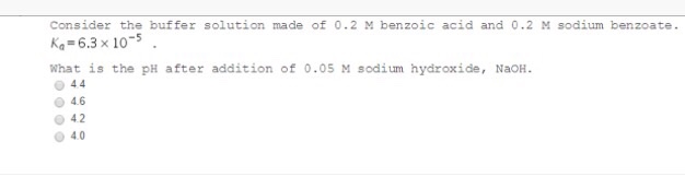 Solved Consider the buffer solution made of 0.2 M benzoic | Chegg.com
