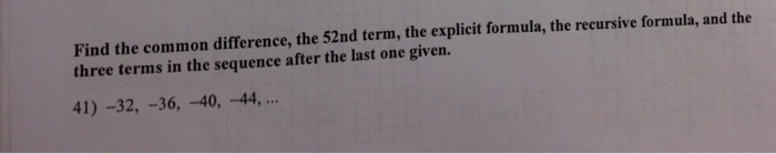 Solved Find the common difference, the 52nd term, the | Chegg.com