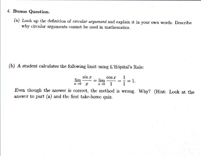Solved Look up the definition of circular argument and | Chegg.com