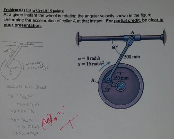 Solved At a given instant the wheel is rotating the angular | Chegg.com